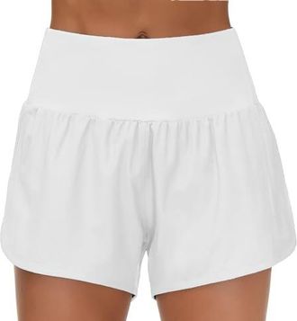 Generic Short de yoga pour femme - Taille haute - Séchage rapide - Couleur unie - Stretch - Respirant - Short de cyclisme fin - Pour lextérieur - Léger - Jamb
