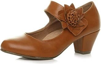 Ajvani Femmes Talon Moyen Large Babies doublé Confort Escarpin Chaussures Taille 6 39