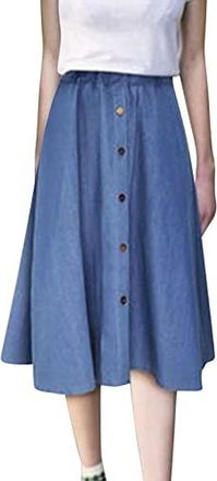 Generic Jupe Femme Grande Taille 50/52 - Jupe Ample en Jean de Style européen et américain surdimensionnée Fat 00 Catties Taille élastique Jupe de Classe étud