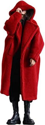 ORANDESIGNE Veste Femme Long Manteau Capuche Laine épais Hiver à Manches Longues Cardigan à Capuche Pardessus Col Revers Classique Manteaux Blouson Parka Outwear 