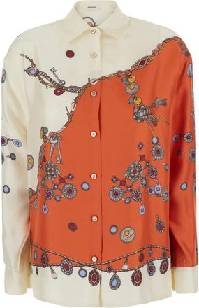 Versace Femme, Blouses et Chemises, Multicolore, Taille: 36 FR Chemise D&eacute;contract&eacute;e en Soie Imprim&eacute;e