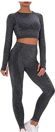 Generic Ensemble de v&ecirc;tements de d&eacute;tente pour femme - Ensemble d&eacute;contract&eacute; en tricot &agrave; manches longues - Sweat &agrave; capuche et pantalon ample - Ensemble deux pi&egrave;
