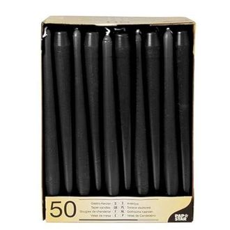 Papstar 50 Bougies chandelles, &Oslash; 2,2 cm, Longueur 25 cm, Noir