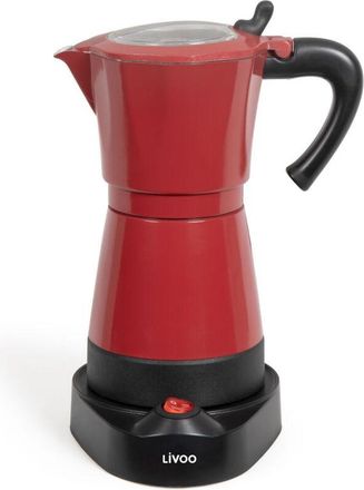 Livoo Cafeti&egrave;re italienne &eacute;lectrique LIVOO DOD117RC Coloris Rouge - 300ml, 6 tasses, 480W
