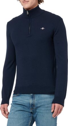 GANT Herren CTN/WO Half Zip Pullover, Evening Blue, S