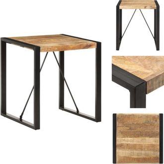 vidaXL Esstisch 70x70x75 cm Raues Mango-Massivholz - Holz Tisch - Esstisch - Industriel Stil - Mangoholz - Stahlgestell