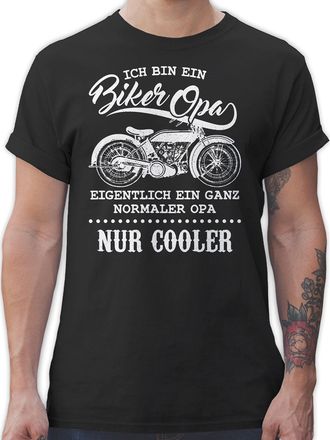 Shirtracer T-Shirt Herren - Geschenke - Ich Bin EIN Biker Opa Motorrad Opi - L - Schwarz - spr&uuml;che Tshirt gro&szlig;eltern Geschenk batertag Grandfather Shirt mit f&uuml;r 