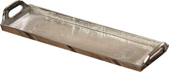 Boltze Deko-Tablett Bath mit Griffen Aluminium silber Länge 36 cm Kerzenteller