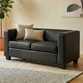 Mendler 2er Sofa Couch Loungesofa Lille - Kunstleder, schwarz