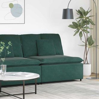 vidaXL Modulares Sofa Mittelmodul mit Kissen Dunkelgrün 100 cm - Vidaxl