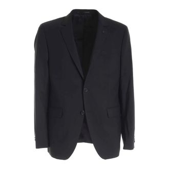 Karl Lagerfeld Schwarze Stretch-Wolljacke mit zwei Kn&ouml;pfen - - Jackets - Herren - Schwarzk - L