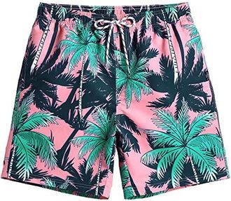 Maamgic Homme Short de Bain Maillot Classique Design Tropical pour Vacances Voyage en Et&eacute; sur la Plage Rose Noix de Coco XL