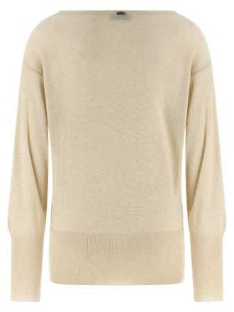 Herno Lam&eacute; and Sequin Sweater - Cream