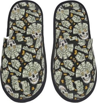 Generic Pantoufles Hommes Crâne avec imprimé dollar Confortable Chaussons Femme élégant Chaud Accueil Slippers Homme Adulte L