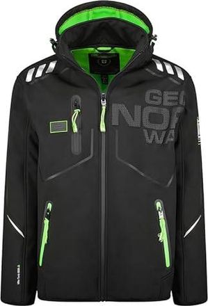 Geographical Norway Robin Men - Veste Softshell Homme Impermeable à Capuche - Manteau Outdoor Blouson Coupe Vent Tactique Resistant - Randonnee Ski Automne Hiver Printemp