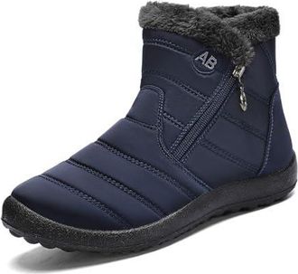 Generic Bottes orthopédiques confortables pour femme, imperméables et antidérapantes, fermeture éclair latérale, doublure en fourrure chaude, chaussures de ma