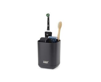 Joseph Joseph Easy-Store Porte-Brosse &agrave; Dents et Dentifrice, Compatible avec Brosses &agrave; Dents &Eacute;lectriques et Traditionnelles, 3 Compartiments, Noir Mat
