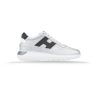 Hogan Glitzer Leder Schn&uuml;rschuhe - - Shoes - Damen - Wei&szlig; - 35 EU