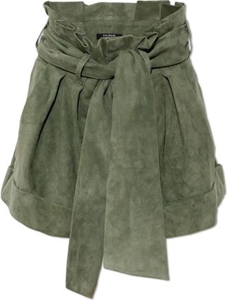 Balmain Femme, Shorts, Vert, Taille: 38 FR Suede High-Waisted Shorts