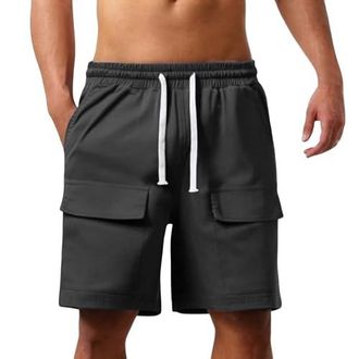 Generic Short pour homme longueur genou pour travail/course &agrave; pied/sport - Coupe extensible - Cordon de serrage - Avec poches - Taille &eacute;lastique - L&eacute;ger - Pou