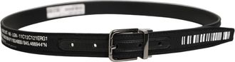 Dolce & Gabbana Barcode-Stripe Fabric and Leather Belt - Black