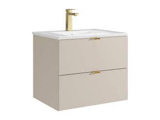 Vente-Unique H&auml;ngender Bad-Unterschrank mit Einbauwaschbecken & Armatur - Beige - 60 cm - Lavena