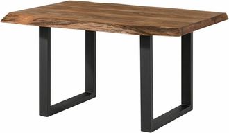 Massivmoebel24 Baumtisch Sheesham 140x90x77 natur gebeizt / U-Beine anthrazit matt FREEFORM 5