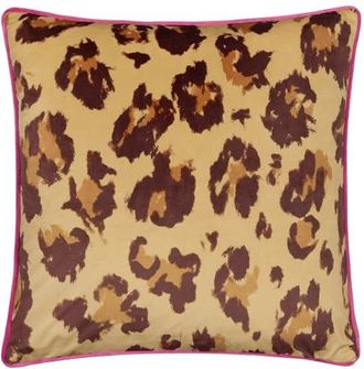 furn. True Leopard Paspelkissen aus Samt und Polyester gefüllt - Mehrfarbig - 43 x 43 cm