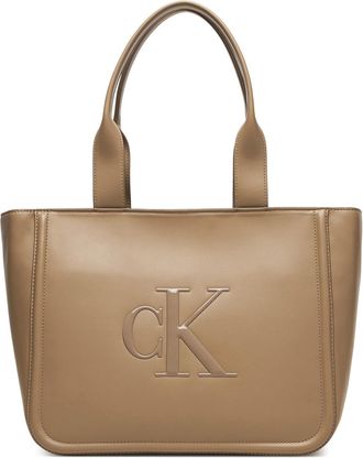 Calvin Klein Handtasche Calvin Klein Bold Ck Medium Tote LV04F3218G Beige