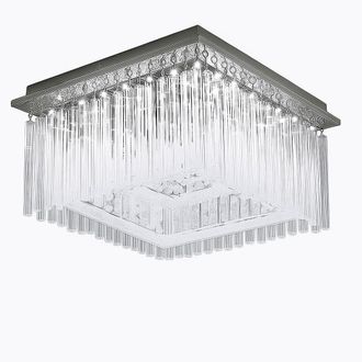 Globo Lighting Deckenlampe Deckenleuchte Kristallleuchte Designleuchte Wohnzimmerlampe Schlafzimmer, Metall Glasst&auml;be Kristalldekor klar verchromt, 1x LED 21 Watt 18