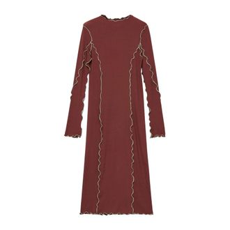 Rodebjer Femme, Robes, Brun, Taille: 36 FR Robe Midi Bodycon à Ourlet en Laitue