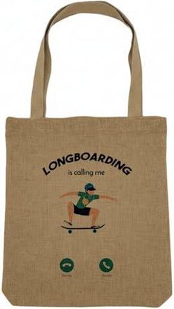 Fabulous Sac Shopping Tote Bag Aspect Lin - Longboarding Is Calling Me - Sac de Courses Toile Epaisse 360g Beige Naturel Cabas Port&eacute; Epaule Solide Imprim&eacute; en F