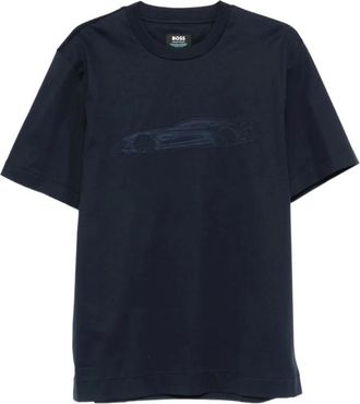 HUGO BOSS Homme, Tops, Bleu, Taille: 2XL Embroidery Crew Neck Short Sleeve T-Shirt