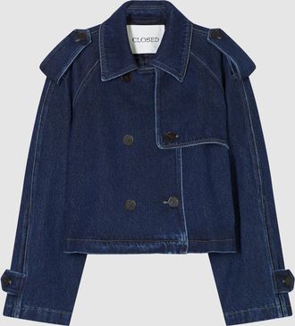 Closed Trench Cropped Dark Blue