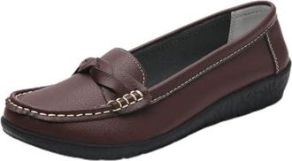 Generic Mocassins Plats décontractés en Cuir pour Femmes Chaussures de Marche à Talons Bas Chaussures de Conduite Chaussures de Travail décontractées et de Bu