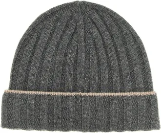 Brunello Cucinelli Ribbed Cashmere Beanie - Grey