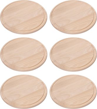 KESPER 6x KESPER Fleischteller Ø 30 cm Höhe 1,5cm Buchenholz Servierteller Holzteller
