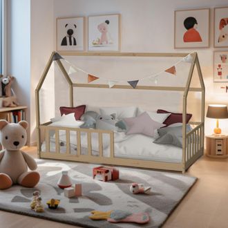 Weber Industries Kabinenbett Kiwi 90 x 200 cm + 1 Lattenrost + Barriere/Natur