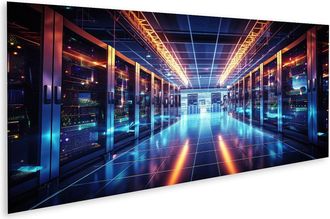 Islandburner Bild auf Leinwand Rechenzentrum Serverraum Netzwerk Kommunikation Bunte Neon Racks Telekommunikati Bilder Wandbilder Poster