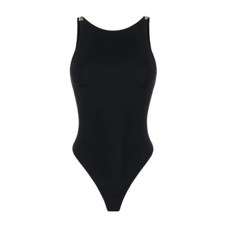 Elisabetta Franchi Bodysuit aus Cr&ecirc;pe-Jersey mit Schmuckdetail - - Tops - Damen - Schwarzk - S