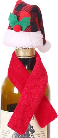 Generico Weinflaschendekoration mit Schal und Hut - Weihnachtsmannm&uuml;tzen f&uuml;r die saisonale Dekoration, f&uuml;r Weihnachtsweinflasche | f&uuml;r Meetings, Bankett, Abend