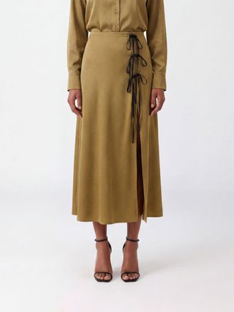 Ganni Jupe crayon midi en satin brod&eacute; avec fente avant