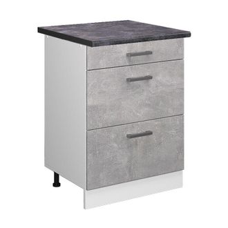 Vicco Meuble cuisine R-Line, Béton, 60 cm avec tiroirs, pt Anthracite Vicco