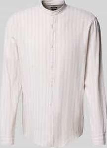 Mc Neal Slim Fit Freizeithemd aus Leinen-Mix mit Maokragen