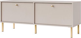 Konsimo TV-Schrank Floren Lowboard, TV-Board, Fernsehtisch, hergestellt in der EU 2 Klappen, Breite 120 cm, mit Goldelementen (gerade Füße)