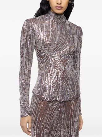 Paco Rabanne Silver Bead and Sequin Embroidered Blouse - Silver