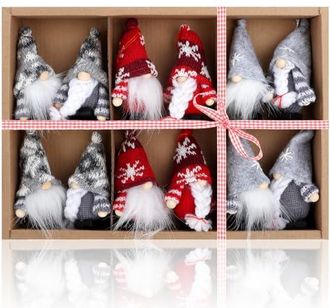 Com-Four 12x Pendentifs darbre de No&euml;l Premium Gnomes - D&eacute;corations darbre de No&euml;l - Pendentifs de Figurines de Gnomes - Trolls d&eacute;coratifs su&eacute;do-scandinaves