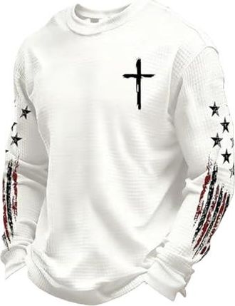 Generic Sweat-shirt gaufr&eacute; pour homme Cristina Cross Graphic Tops &agrave; manches longues tendance col rond pull ample confortable chemise respirante pour homme v&ecirc;t