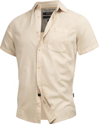 Indicode Herren INGunther Kurzarm-Hemd mit Brusttasche | Herrenhemd Männerhemd Fog, XXL