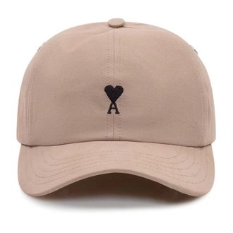 Ami Homme, Accessoires, Beige, Taille: ONE Size Casquette Brod&eacute;e De Coeur